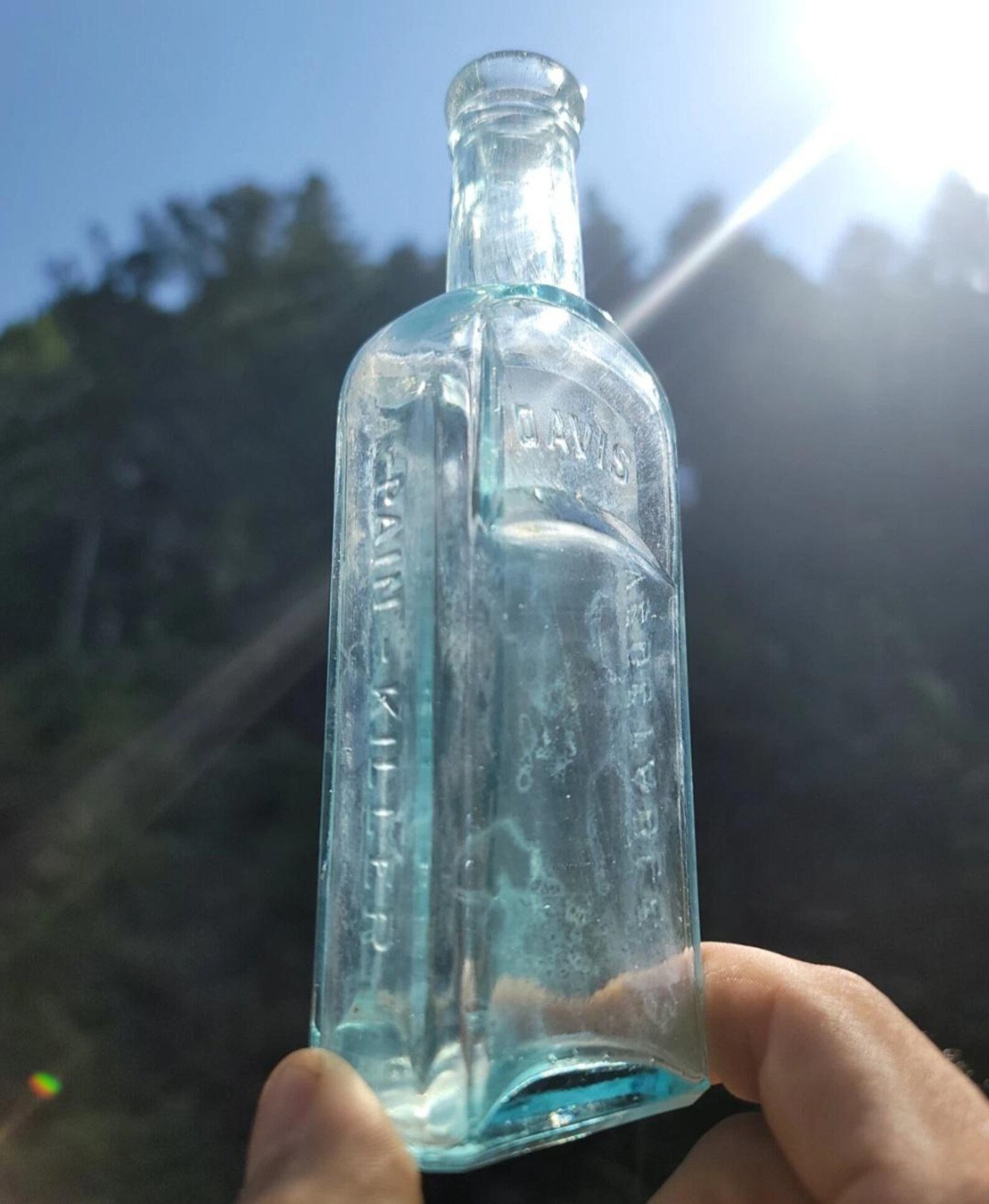 Beautiful Old Pain Killer Remedy Bottle! 1890's Deep Aqua Davis ...