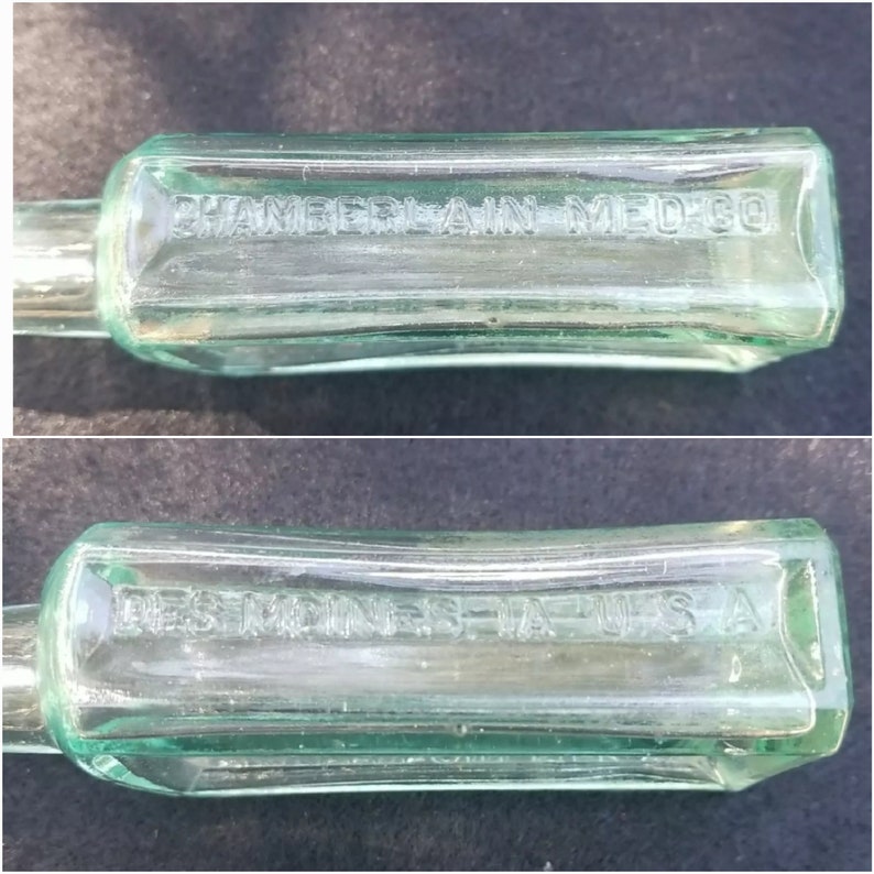 Choice Antique Chamberlain's Pain Balm Bottle! Old Clean Deep Aqua Iowa ...