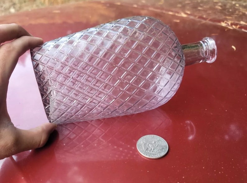 Beautiful 1880's Jumbo Quilted Whiskey Flask! Big Soft Amethyst ...