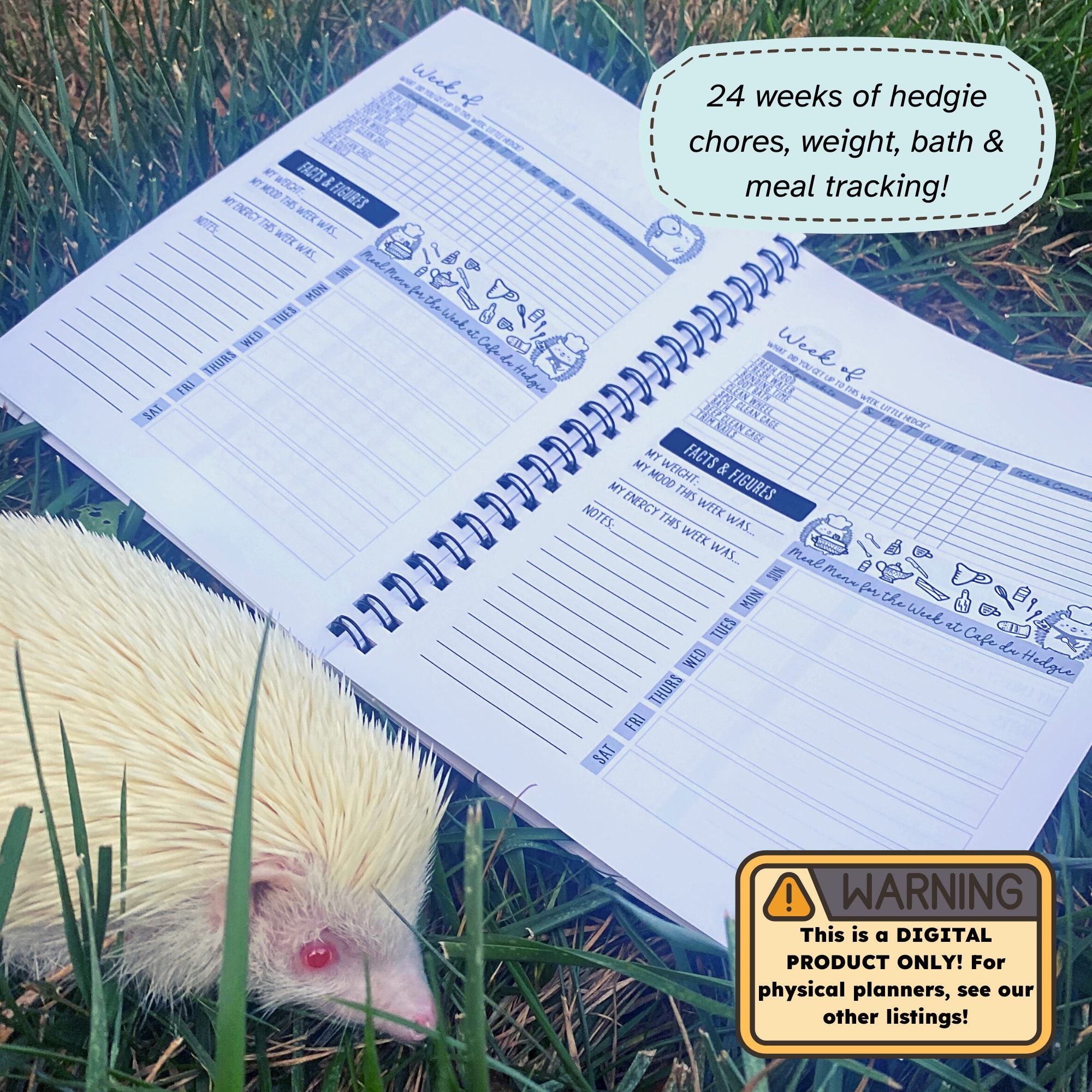 PRINTABLE Hedgehog Care Log, Health Record, Weight Log & Pet Journal - Etsy