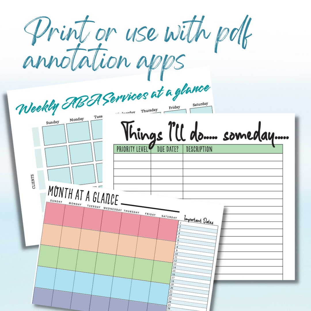 Behavior Analyst BCBA Aba Undated Planner Pages Bundle DIGITAL ...