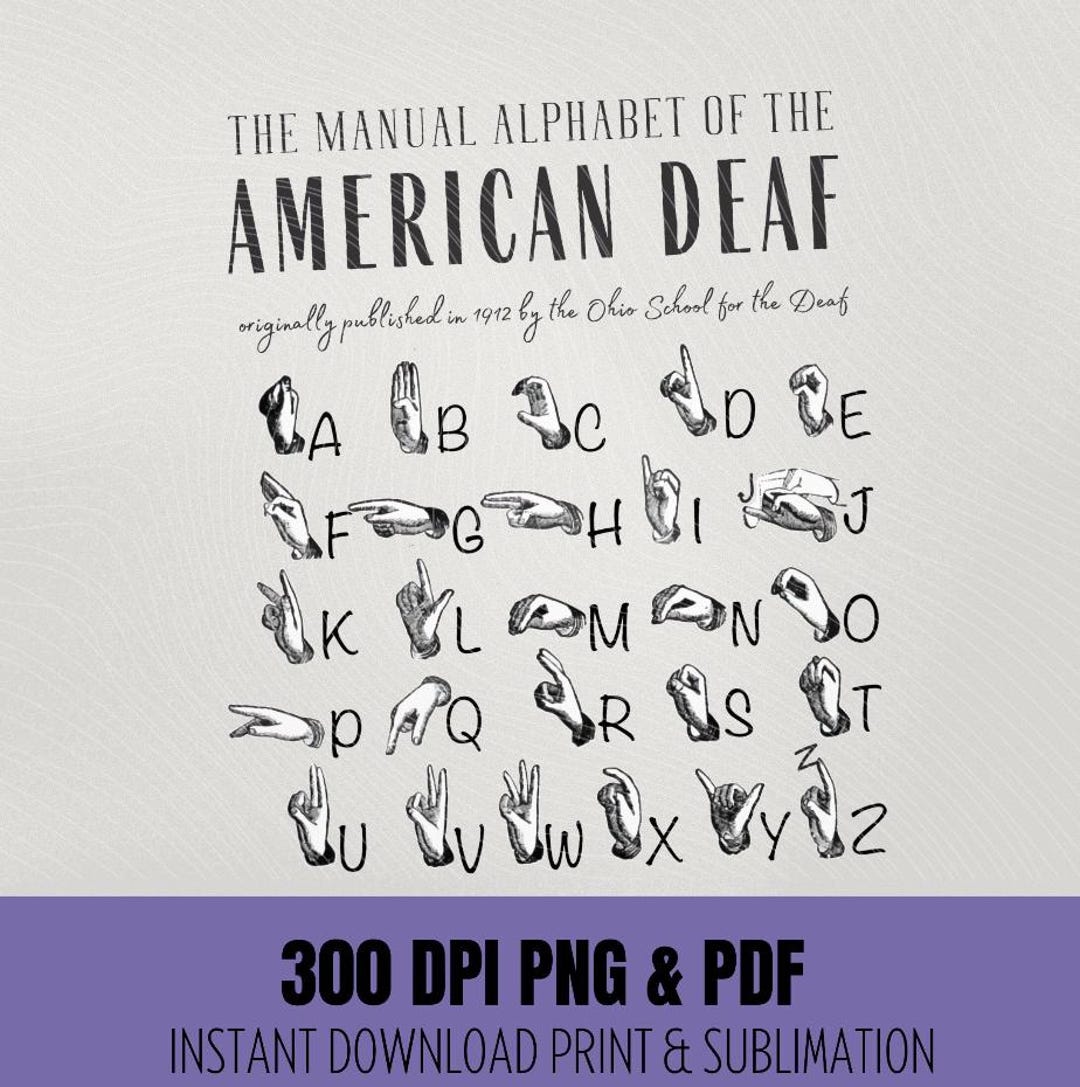 Vintage ASL Alphabet Poster American Sign Language Gift Historical ...