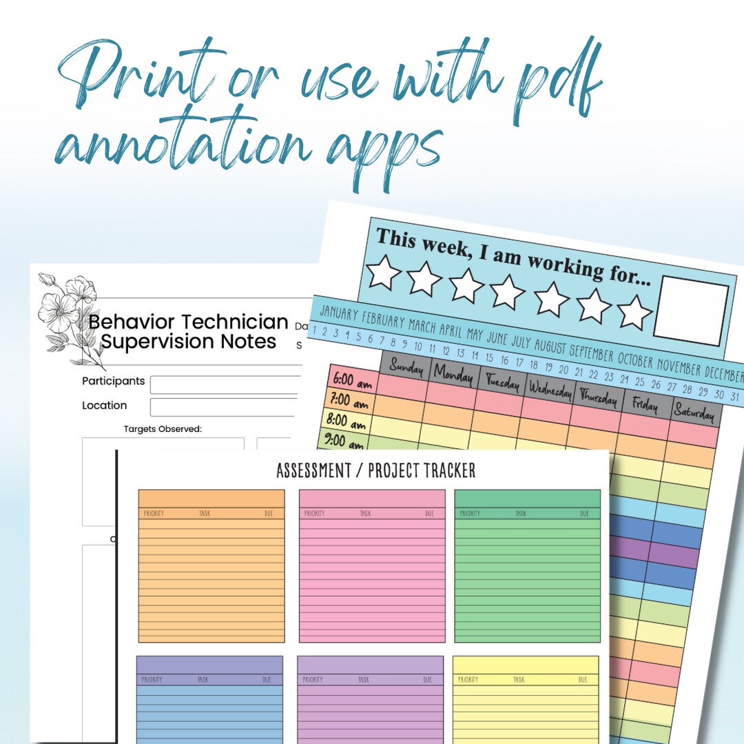 Behavior Analyst BCBA Aba Undated Planner Pages Bundle DIGITAL ...