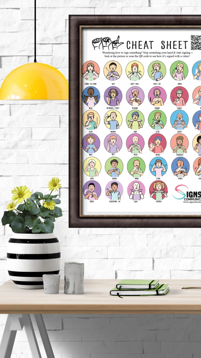 PRINTABLE American Sign Language ASL Cheat Sheet With QR Code - Etsy ...