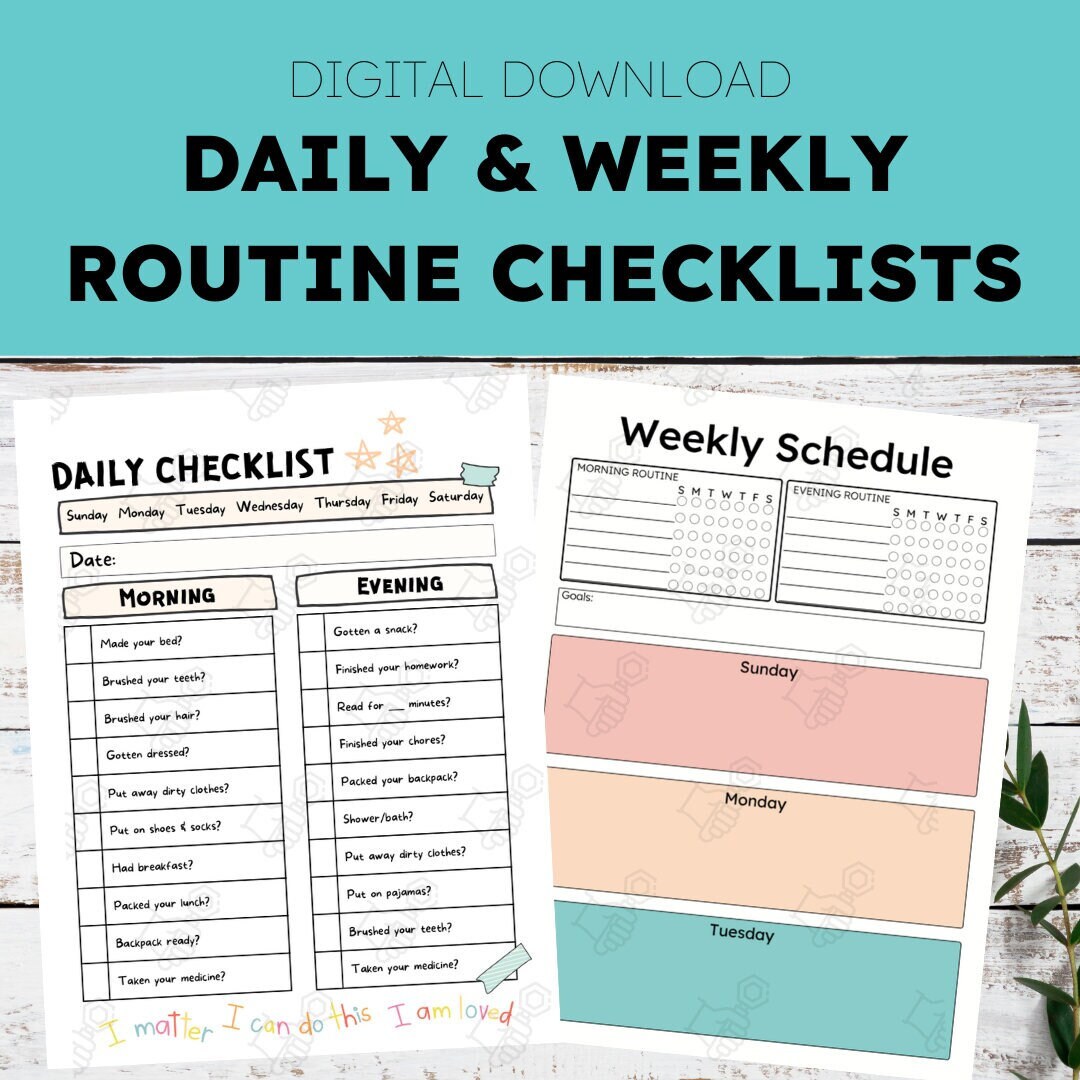 Back to School Personalized Daily & Weekly Routine Checklist for Kids ...