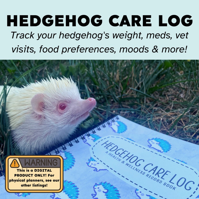 PRINTABLE Hedgehog Care Log, Health Record, Weight Log & Pet Journal - Etsy