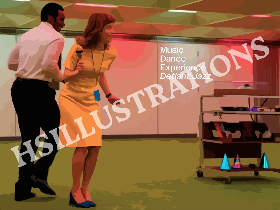 Defiant Jazz Severance Digital Print – Retro Office Dance Party Wall ...