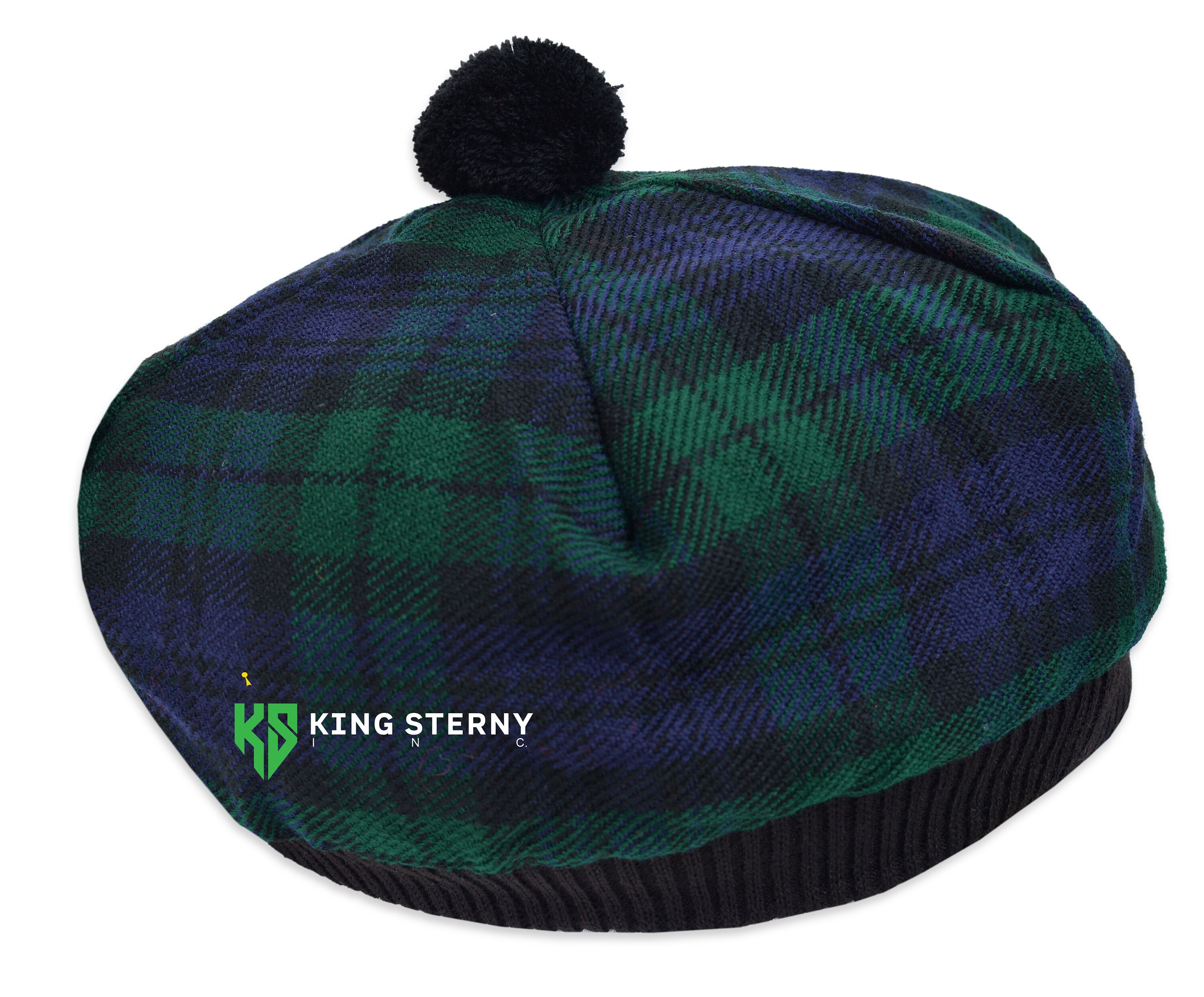 Great Men's Scottish Tam O' Shanter Hat Black Watch Tartan / Tammy Cap ...