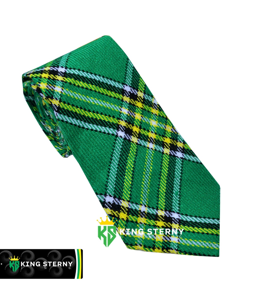 Men's Scottish Irish Green Tartan Neck Tie / Acrylic Wool Tartan Tie by ...