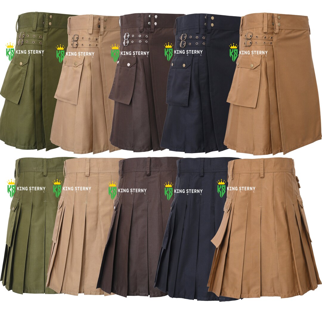 Men's Scottish Utility Kilts / Cargo Pocket / Modern Kilts Made of ...
