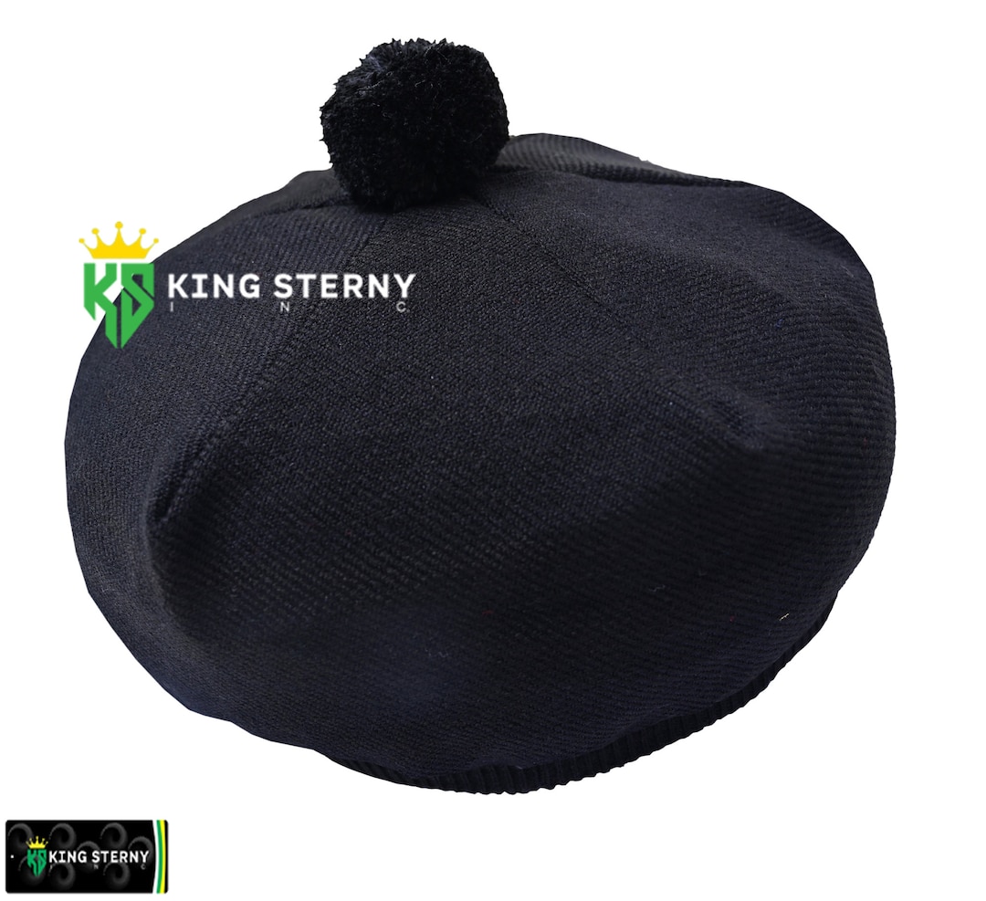 Great Men's Scottish Tam O' Shanter Hat Black Plain Tartan Tummy Hat - Etsy