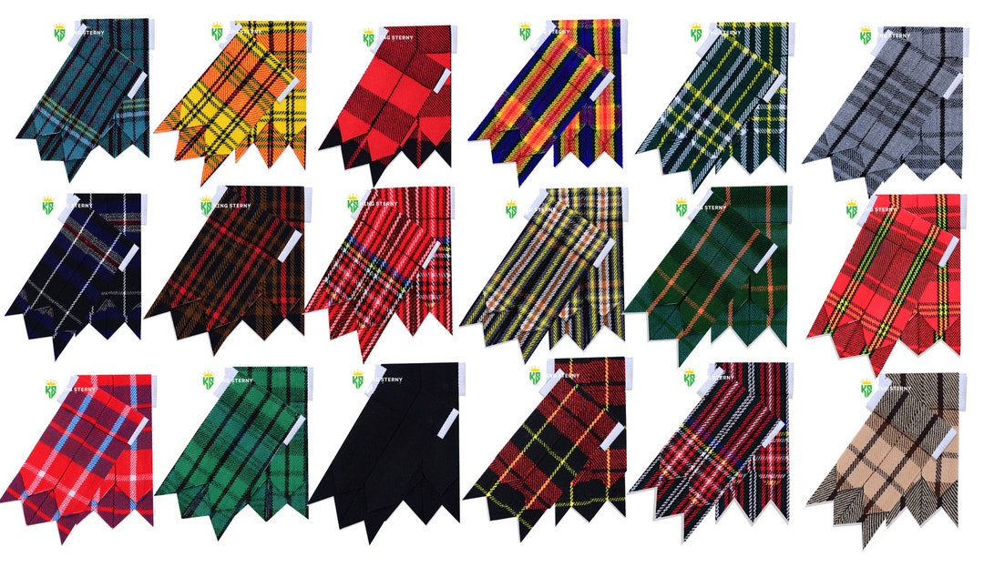 Men's and Women's and Women's Scottish Kilt Hose Sock Flashes Various Tartan 100% Acrylic Wool ...
