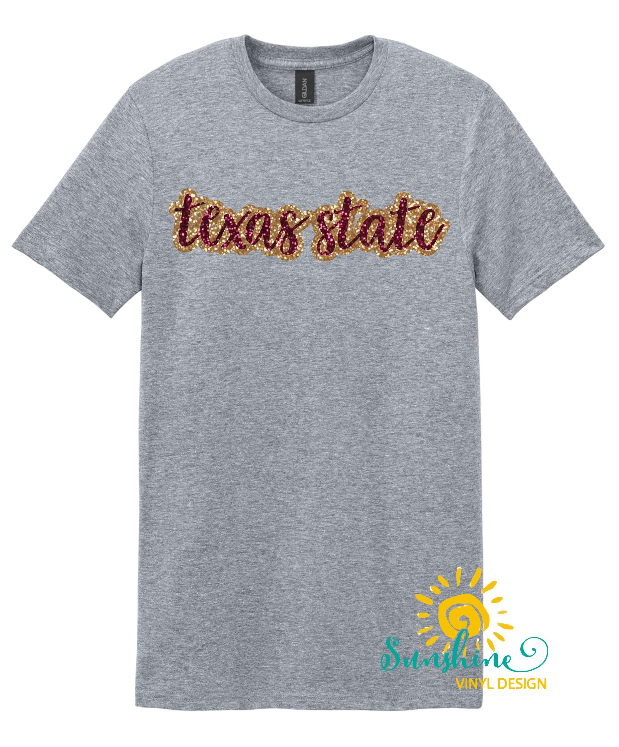 Texas State University Shirt - Blingy Glitter Sparkly Shirt - Etsy