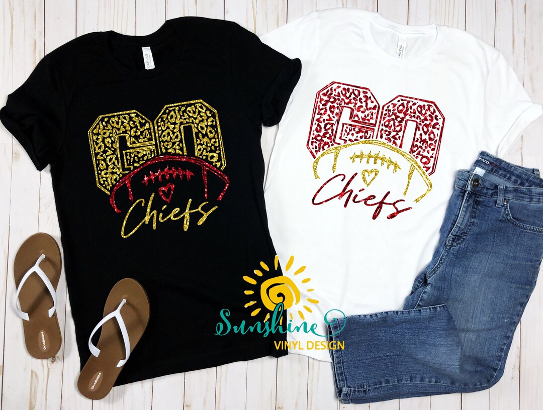 GO Kansas City Chiefs Glitter Bling Leopard Football T-shirt or ...