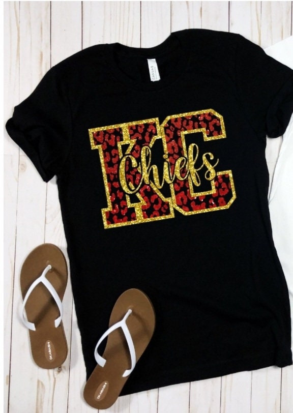 Kansas City Chiefs Glitter Bling Leopard T-shirt or Sweatshirt | KC ...
