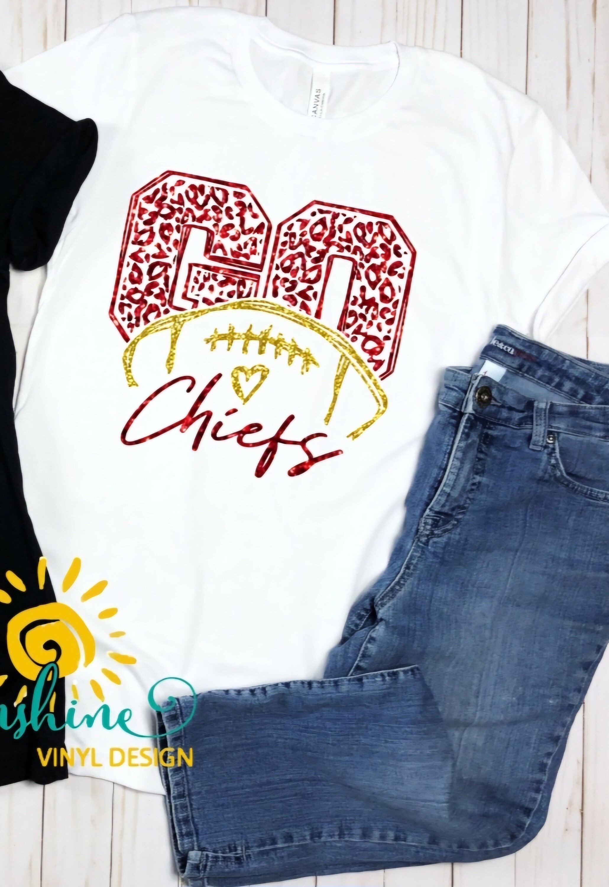 GO Kansas City Chiefs Glitter Bling Leopard Football T-shirt or ...