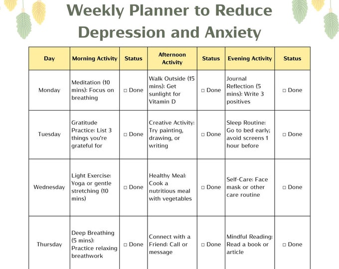 Mental Health Weekly Planner: Self-care Schedule (A4 Canva & PDF ...