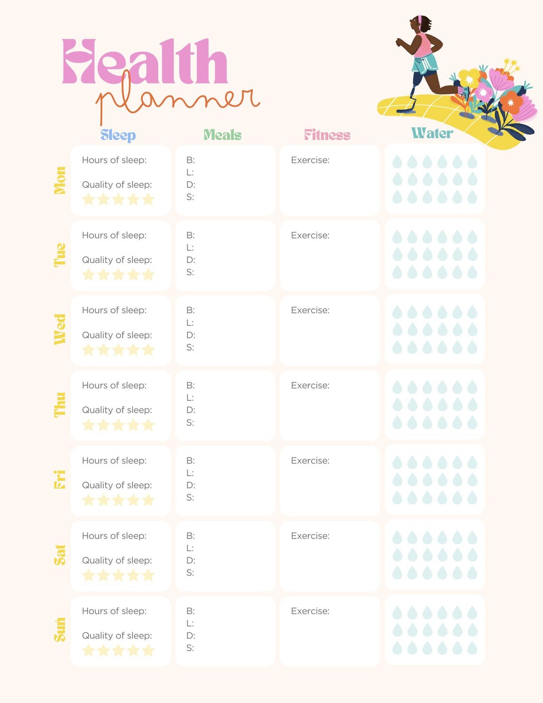 Daily Health Planner- A4 Digital Download Mood an Wellness Planner for ...