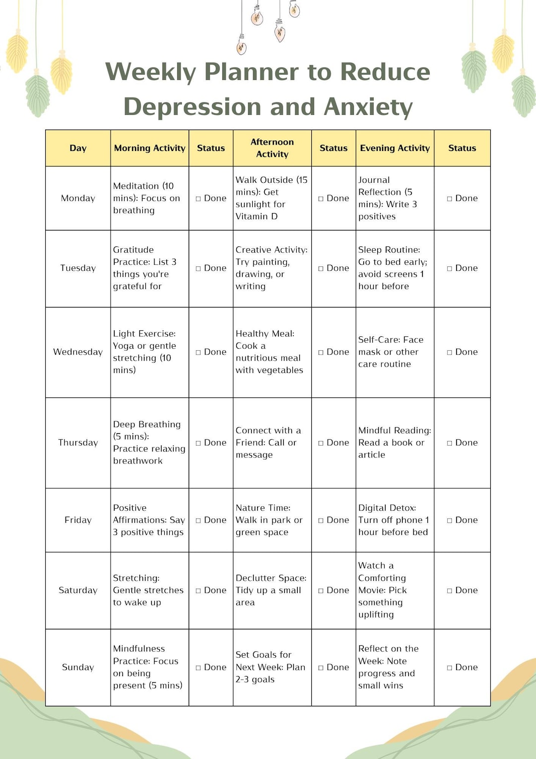 Mental Health Weekly Planner: Self-care Schedule (A4 Canva & PDF ...