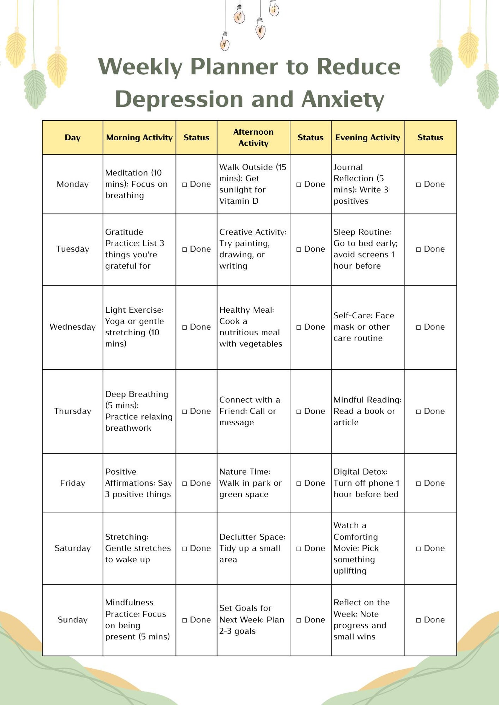 Mental Health Weekly Planner: Self-care Schedule (A4 Canva & PDF ...