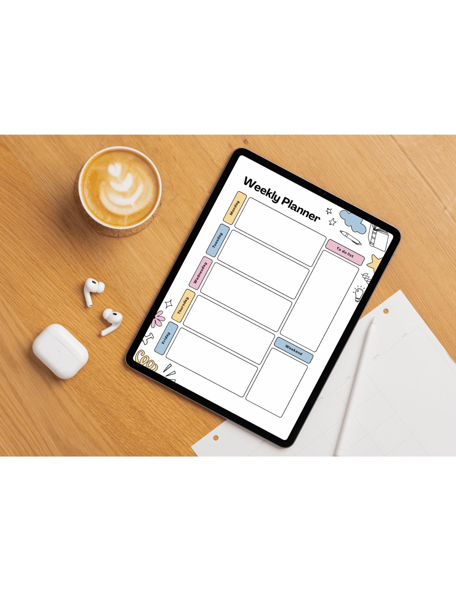 Pastel Doodle Weekly Lesson Planner: Editable Teacher Template ...