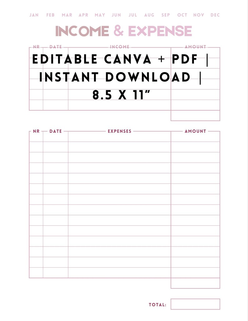Monthly Budget Planner Printable | Income & Expense Tracker | Editable ...