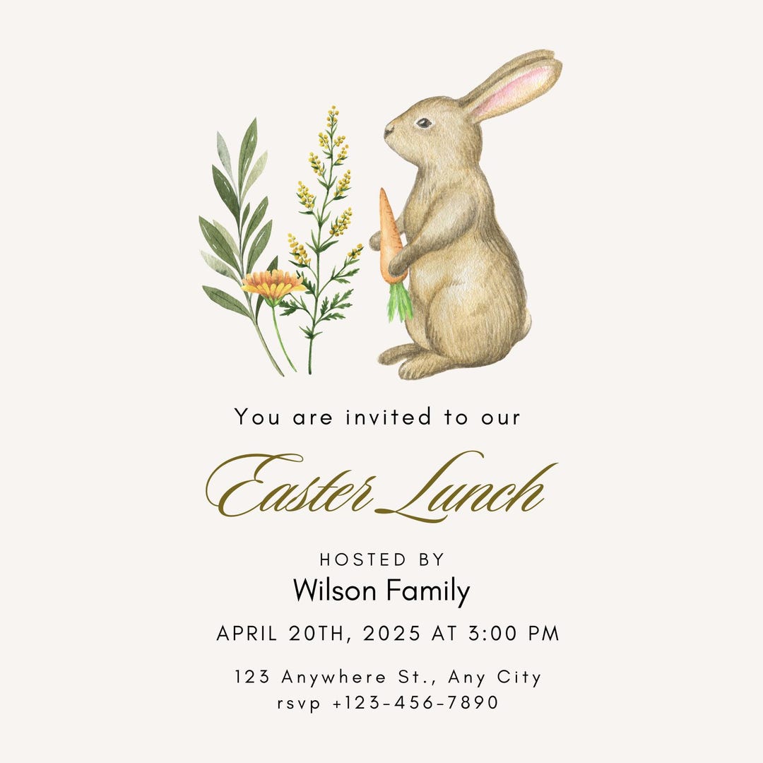Editable Easter Party Invitation | 5.5x5.5" Digital Template | Brunch ...