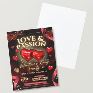 Valentine Day Invitation Flyer Love & Passion Theme Dance, Raffles and ...
