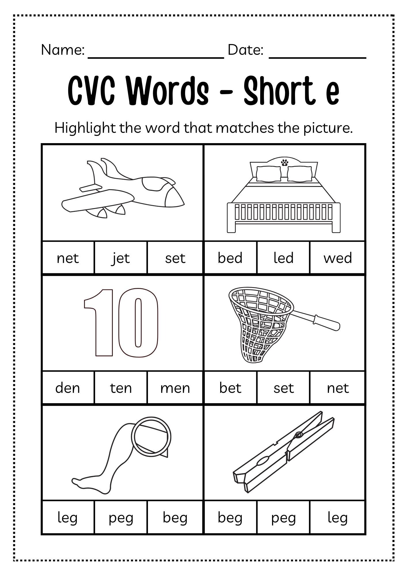 CVC Words Worksheets Phonics Activities | Kindergarten First Grade ...