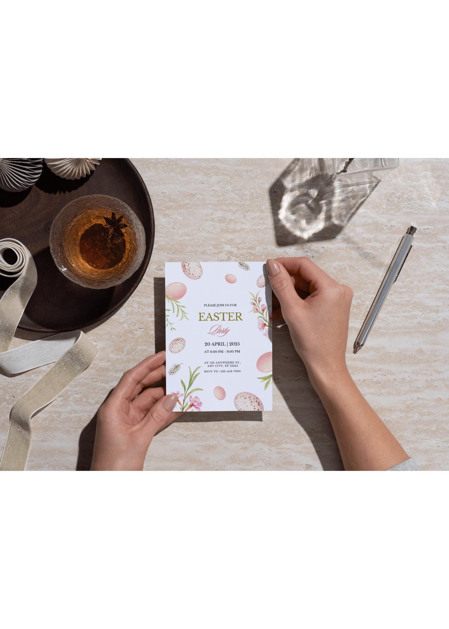 Editable Easter Party Invitation Template | Printable Floral Egg Design ...