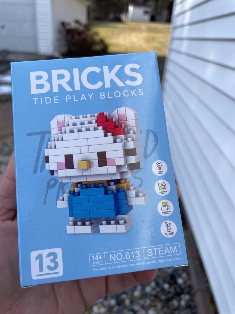 Kitty Pink and Blue Bricks - Etsy