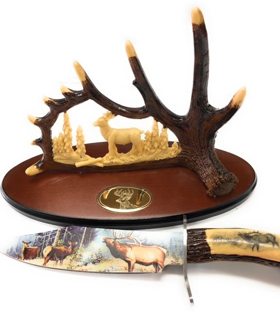 DEER BOWIE With Wood and Antler Stand - Etsy