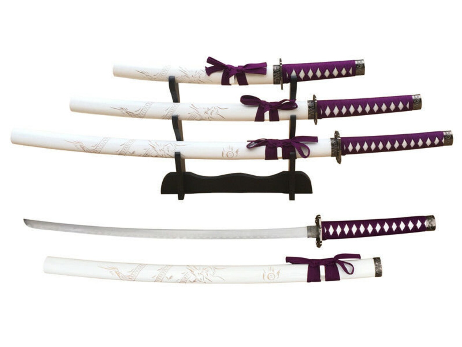 Handmade Japanese Samurai Sword Set W/ Stand 39.5 Katana | Etsy