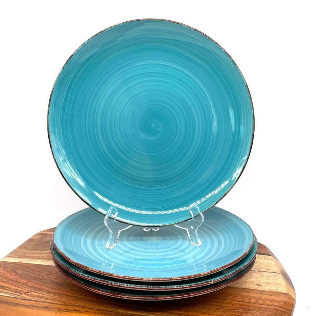 Royal Norfolk Turquoise Swirl Stoneware Dinner Plates Set 4 - Etsy