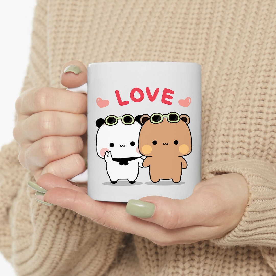 Cute Bubu and Dudu Coffee Mug, Bear Ceramic Mug, Panda Bear Cup ...