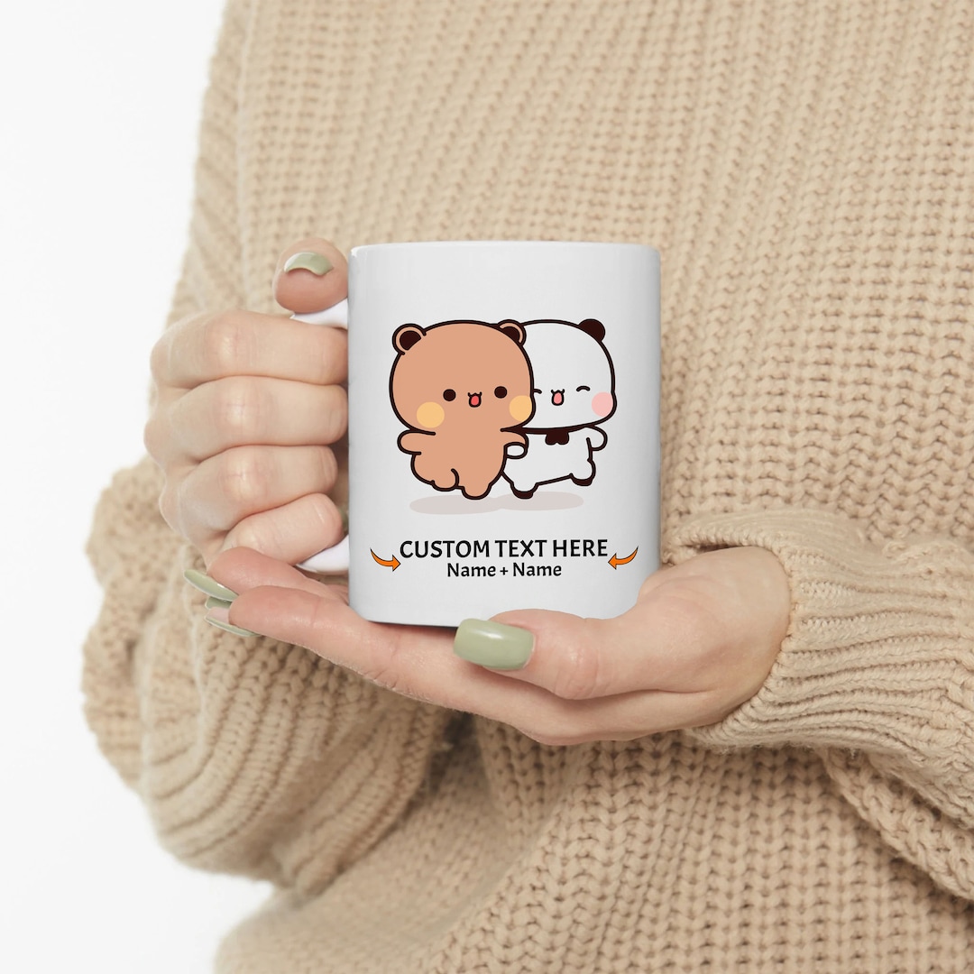 Personalized Cute Bubu and Dudu Coffee Mug, Bear Ceramic Mug, Custom ...