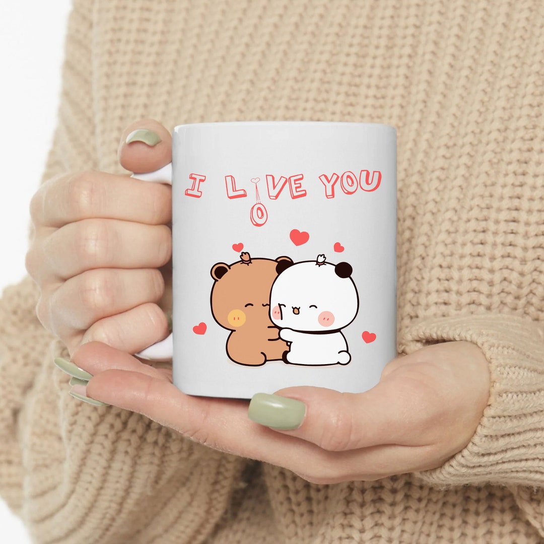 Cute Bubu and Dudu Coffee Mug, Bear Ceramic Mug, Panda Bear Cup ...