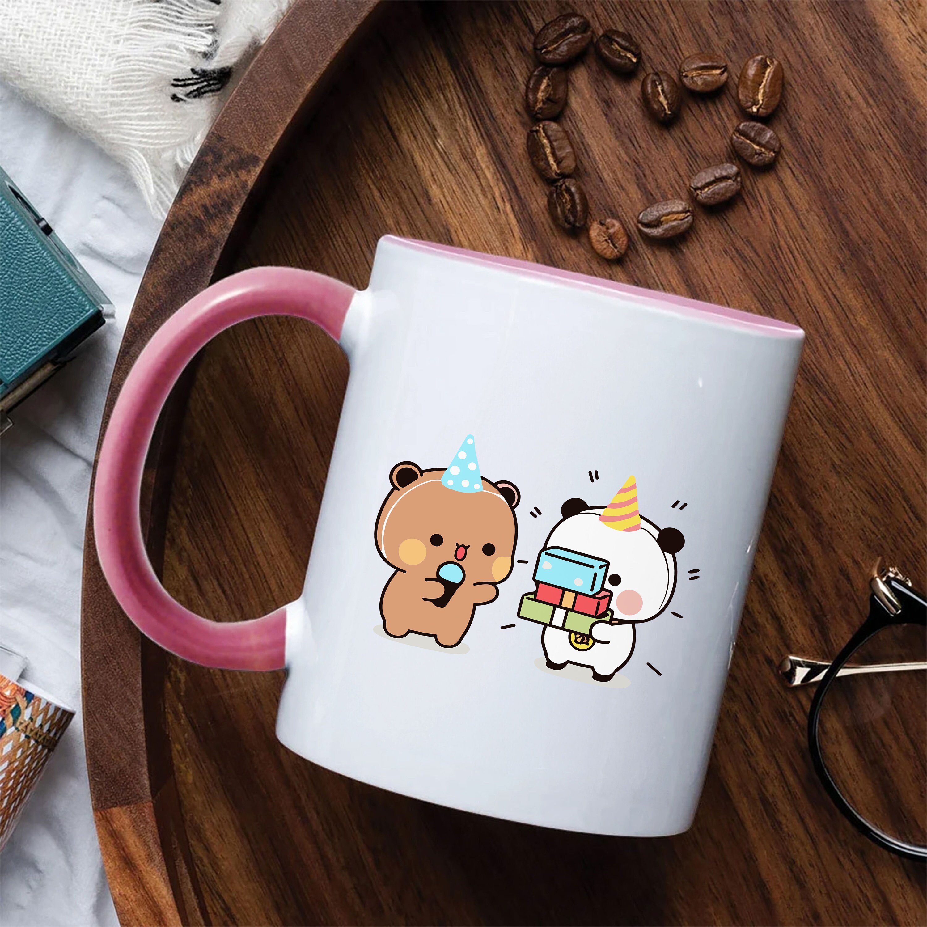 Cute Bubu and Dudu Coffee Mug Bear Ceramic Mug Panda Bear - Etsy