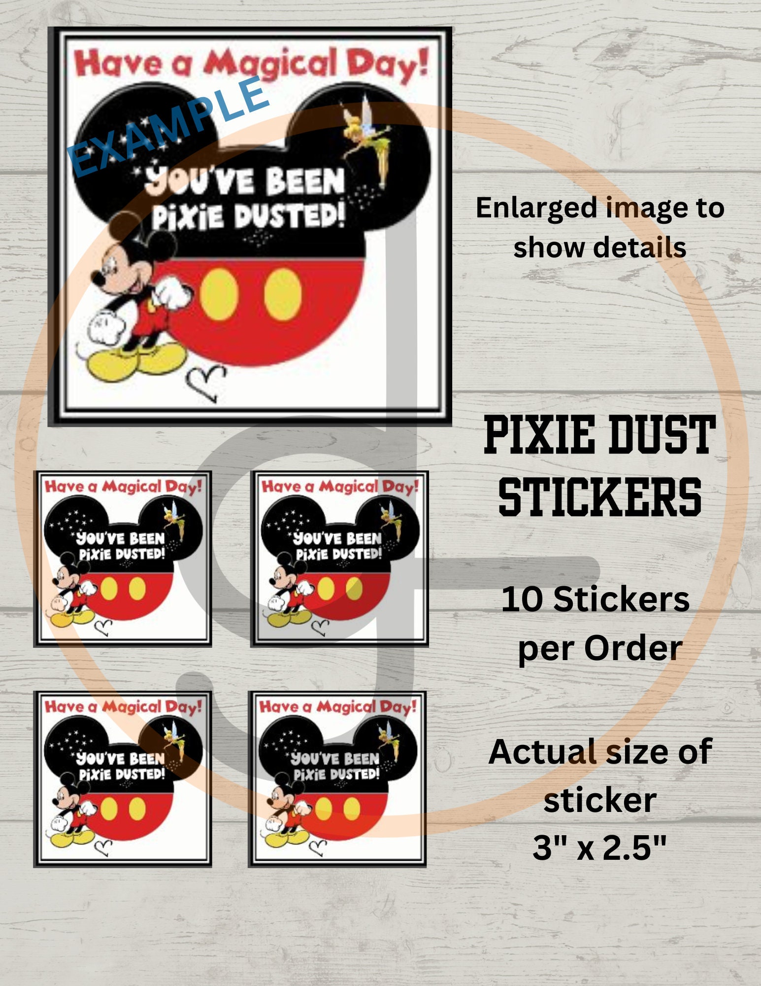 Pixie Dust Stickers Square With Mickey - Etsy