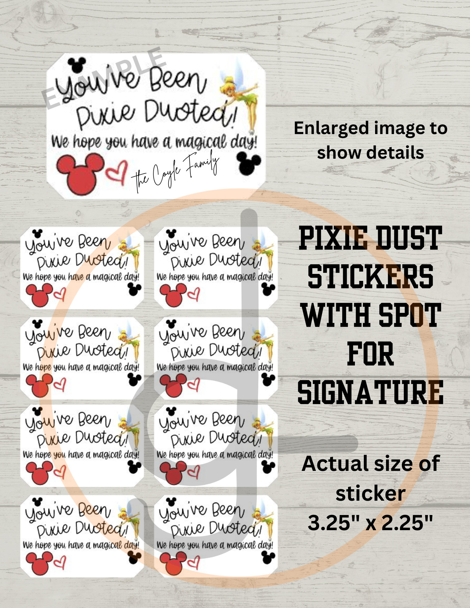 Pixie Dust Stickers With Space for Signature - Etsy