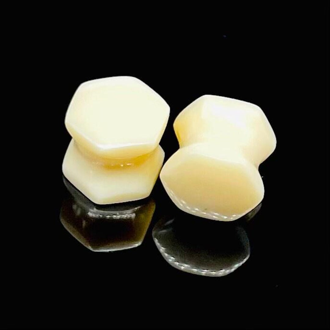 Hexagon Synthetic Bone Double Flared Ear Plugs Gauges, Geometric Saddle ...