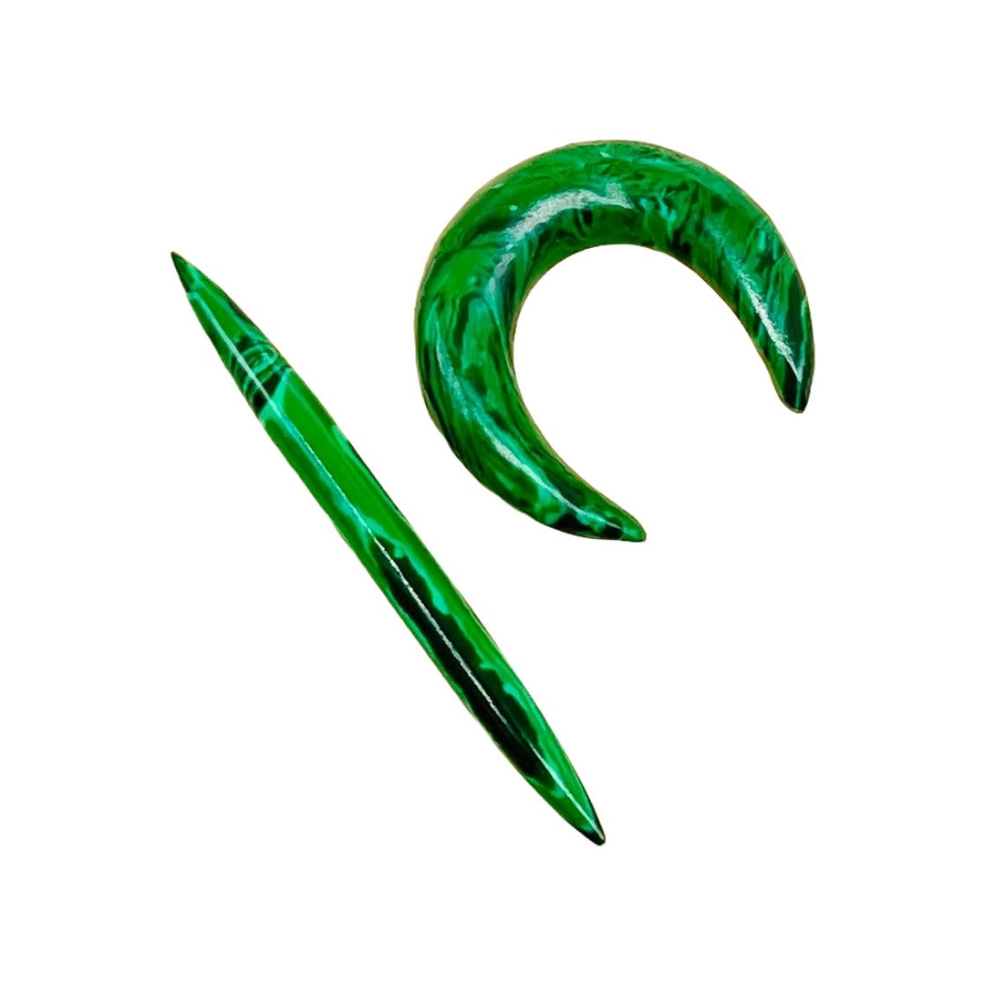 Malachite Crystal Tribal Septum Pincher & Spike Naga Body Piercing ...