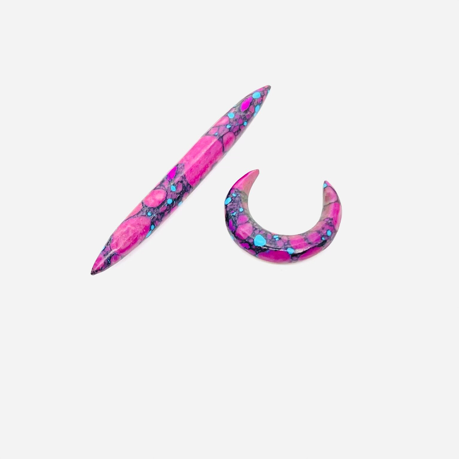 Purple Turquoise Organic Stone Septum Tusk & Pincher pair - Etsy