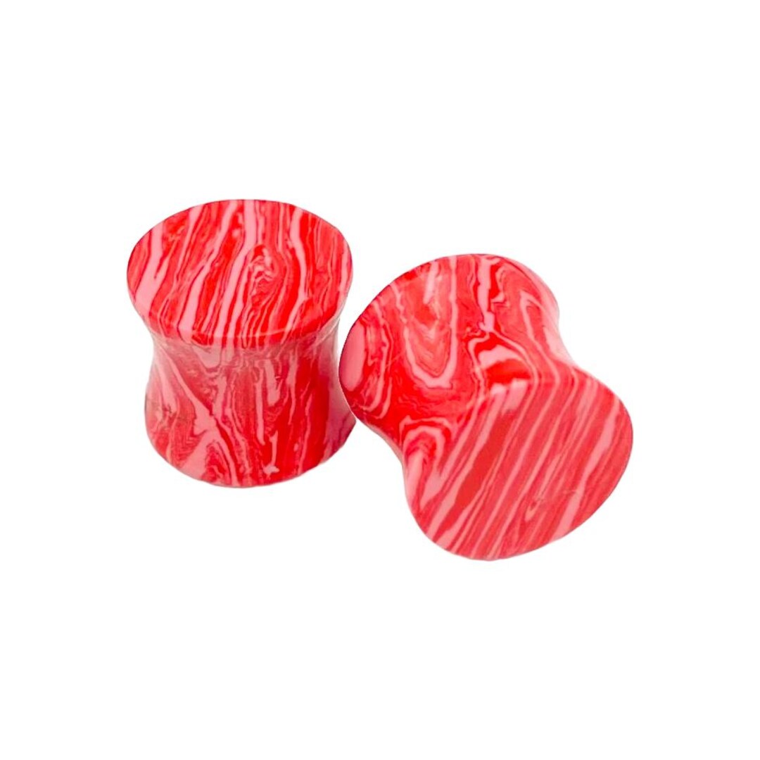 Red Malachite Acrylic Saddle Plugs for Stretched Ears – Lightweight ...