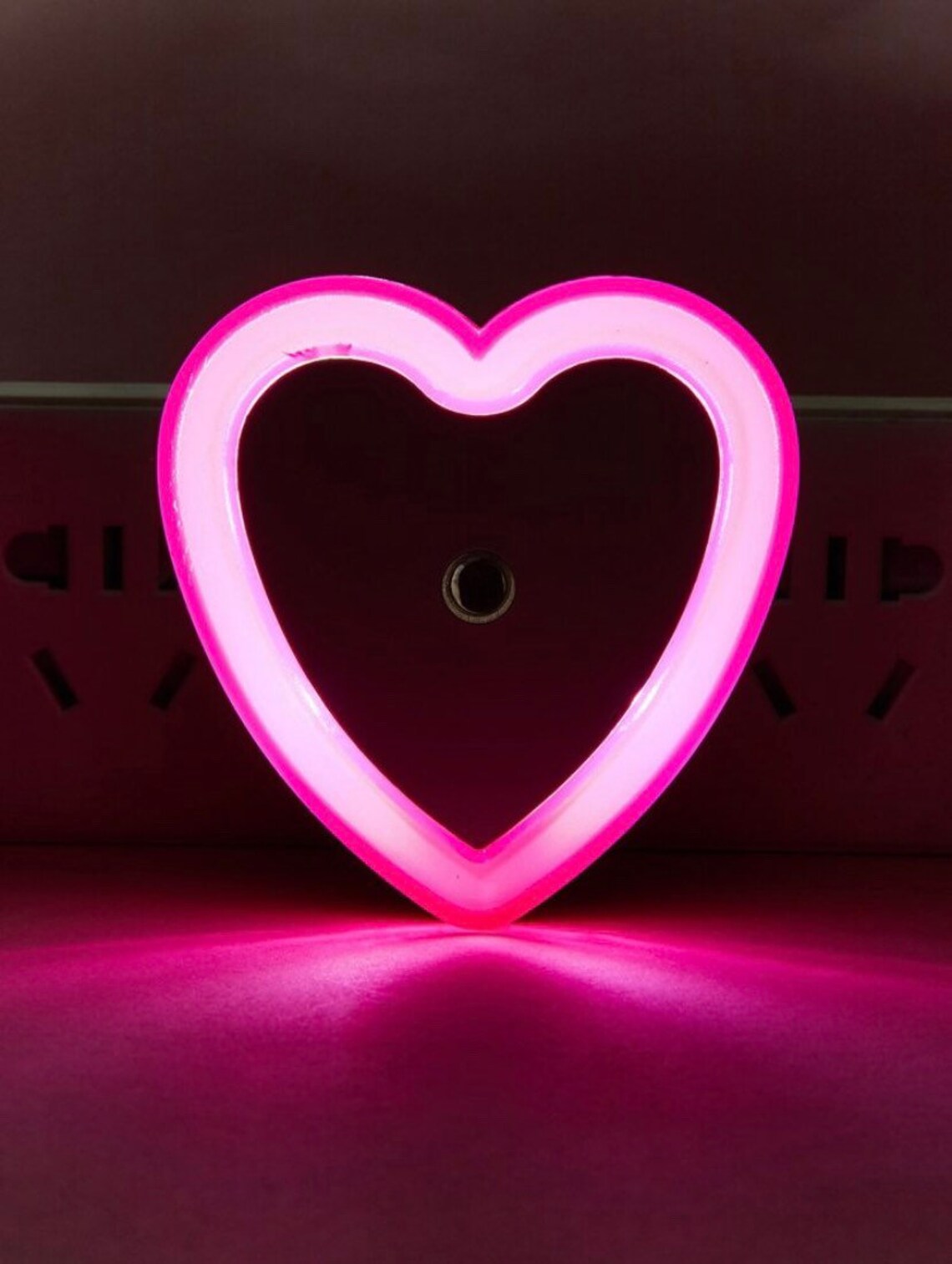 Heart shaped night light neon pink | Etsy