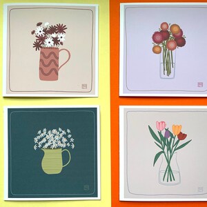 10 Colorful Flower Cards - Etsy