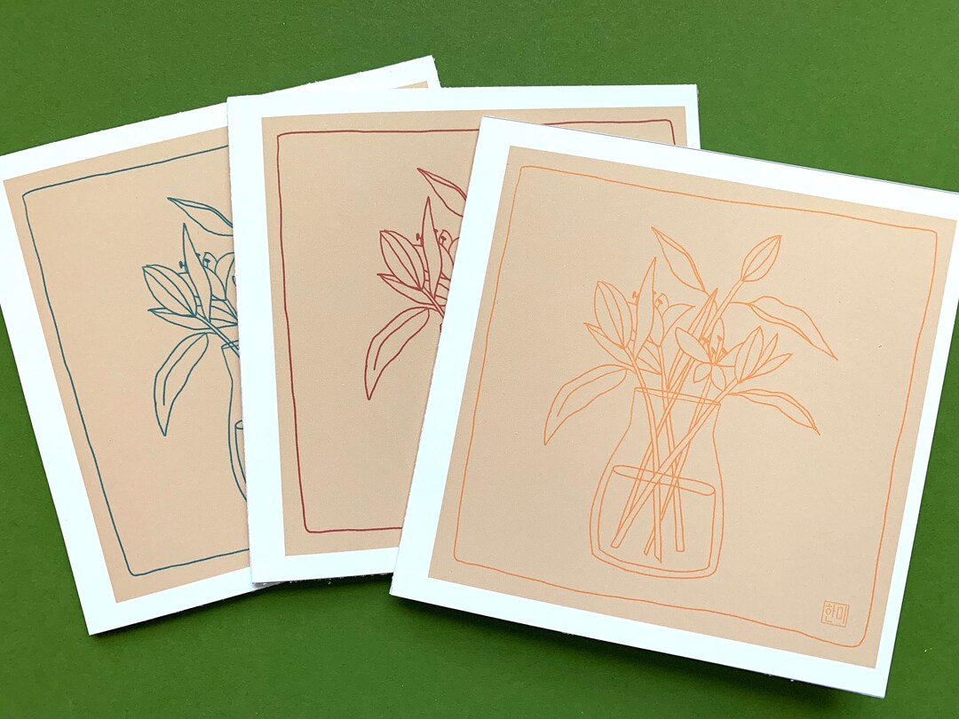 Simple Flower Cards - Etsy