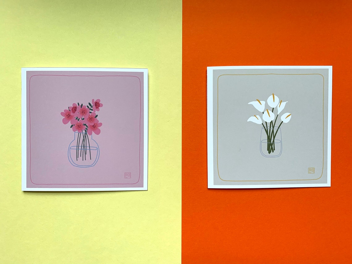 10 Colorful Flower Cards - Etsy