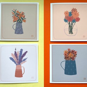 10 Colorful Flower Cards - Etsy