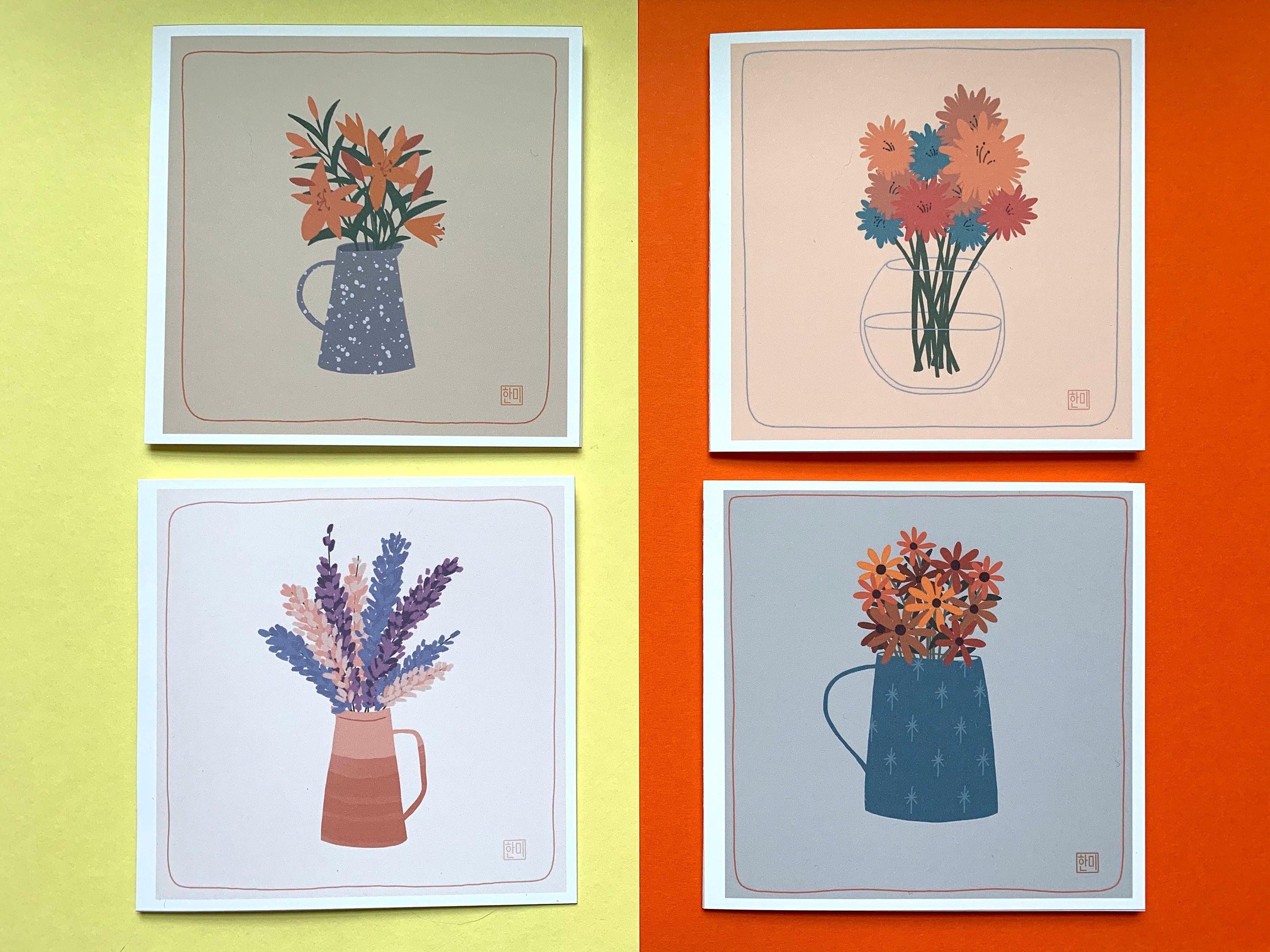 10 Colorful Flower Cards - Etsy